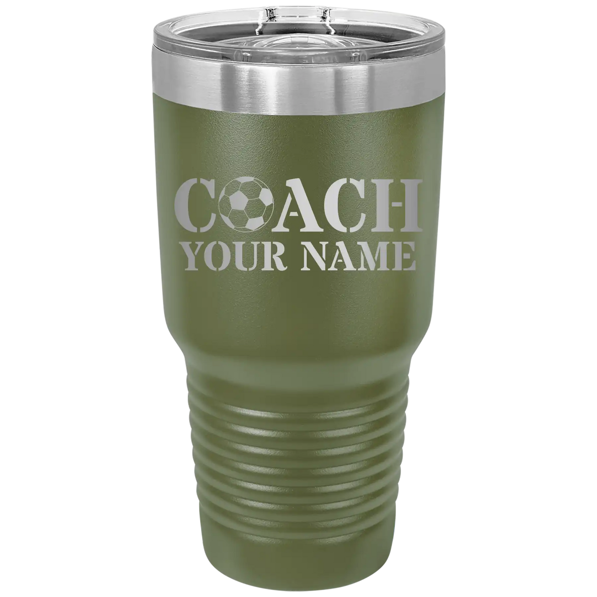 Personalized Soccer Coach 30 oz Tumbler - Olive Green | Iconic Imprint