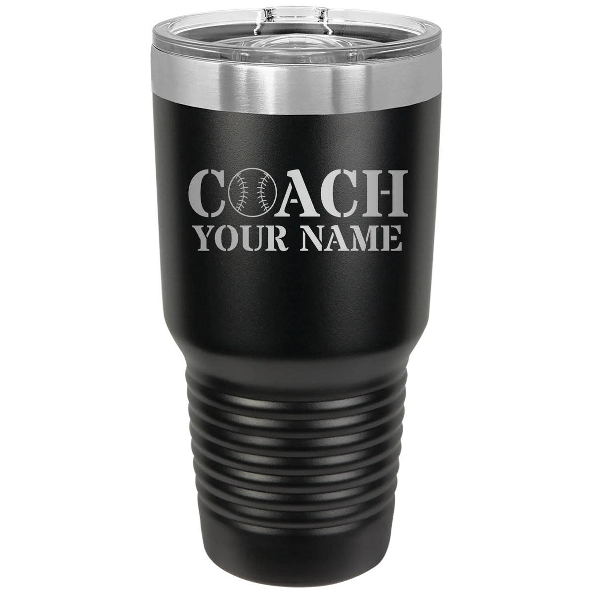 Personalized Coach Baseball 30 oz Tumbler - Black | Iconic Imprint