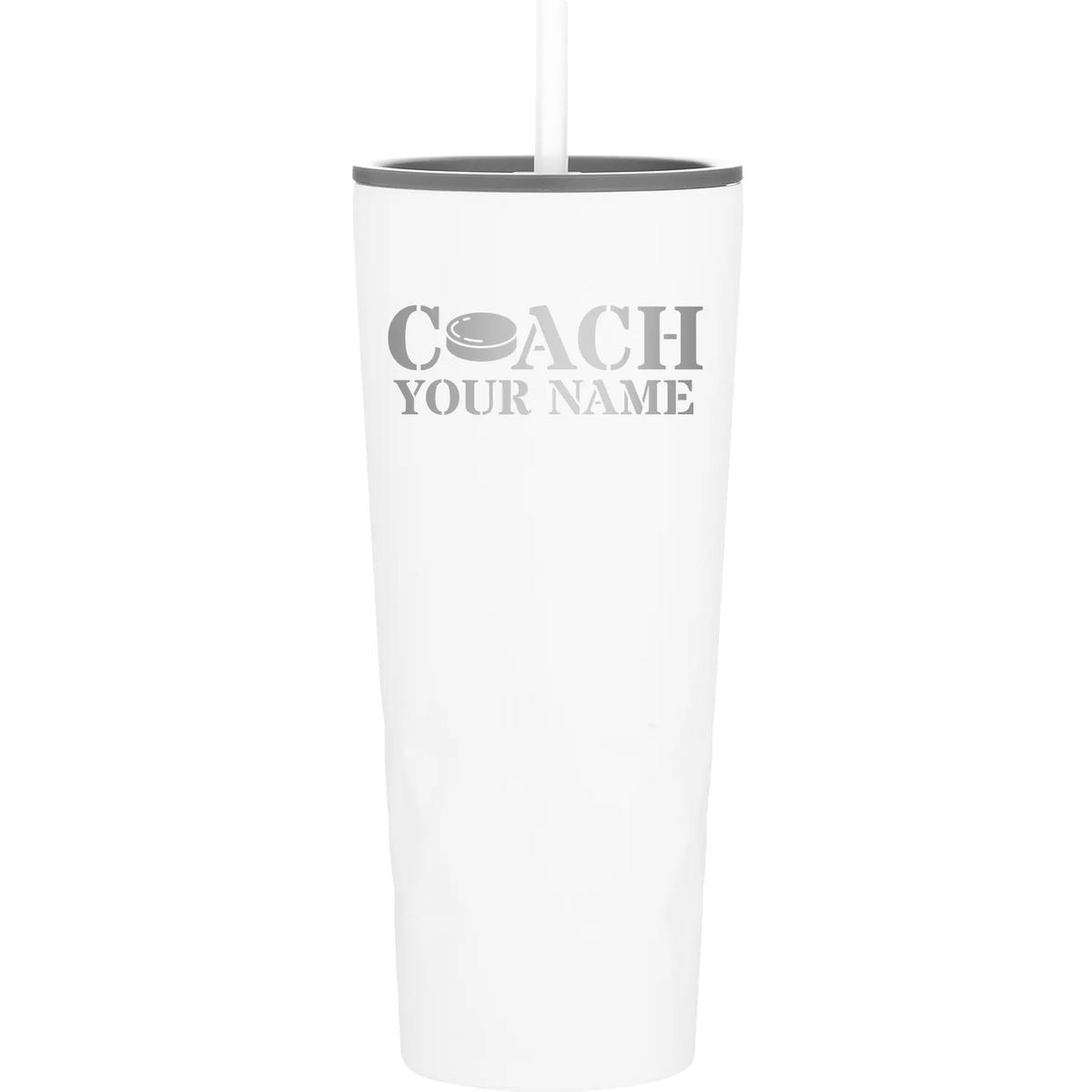 Personalized Coach Hockey 20.9 oz Tumbler - White | Iconic Imprint