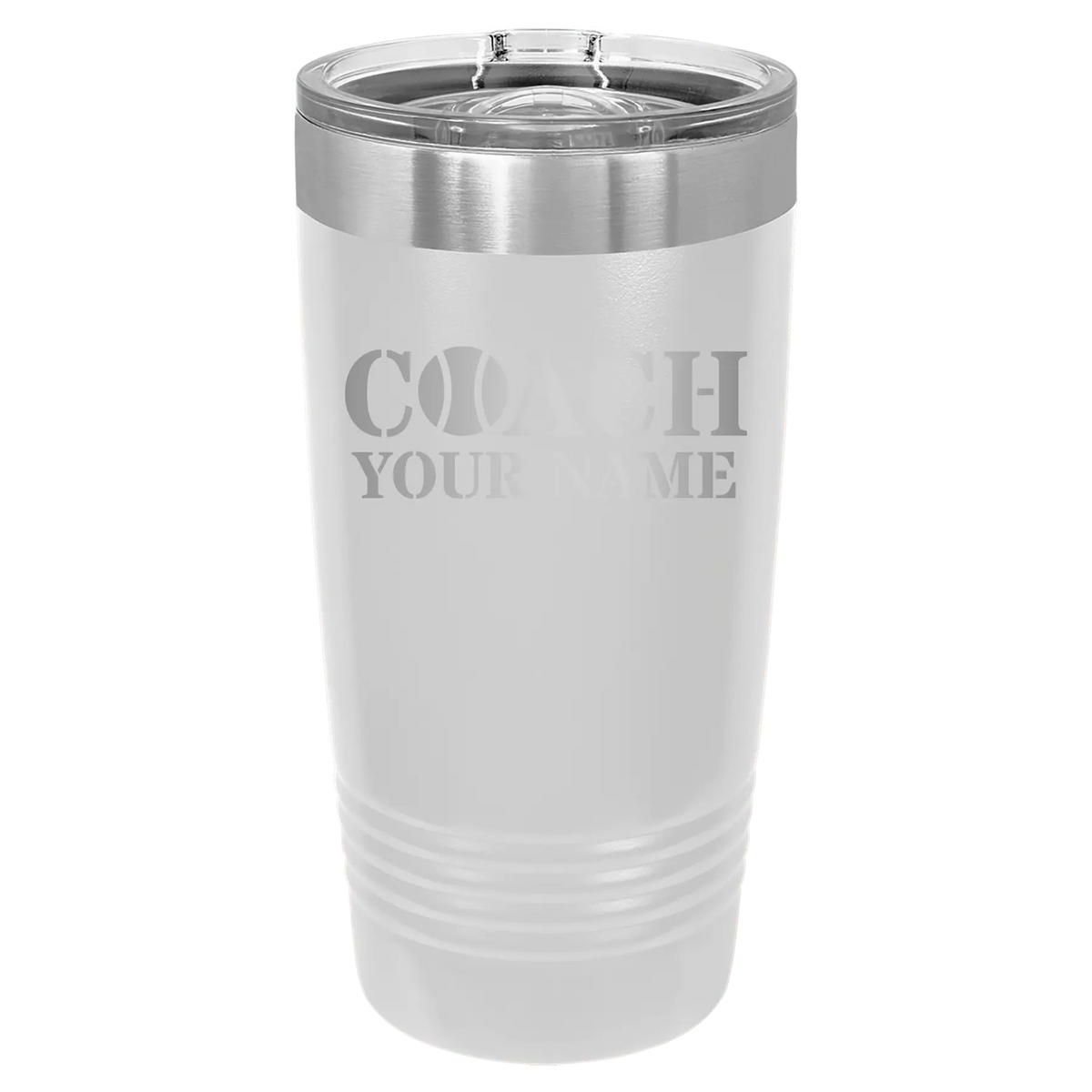Personalized Coach Tennis 20 oz Tumbler - White | Iconic Imprint