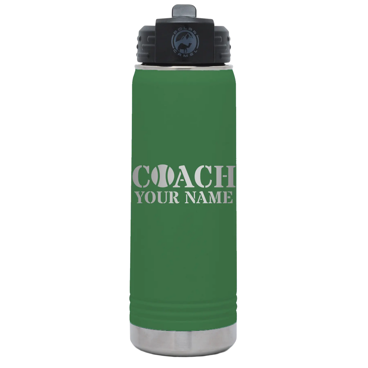Personalized Coach Tennis 20 oz Water Bottle - Green | Iconic Imprint