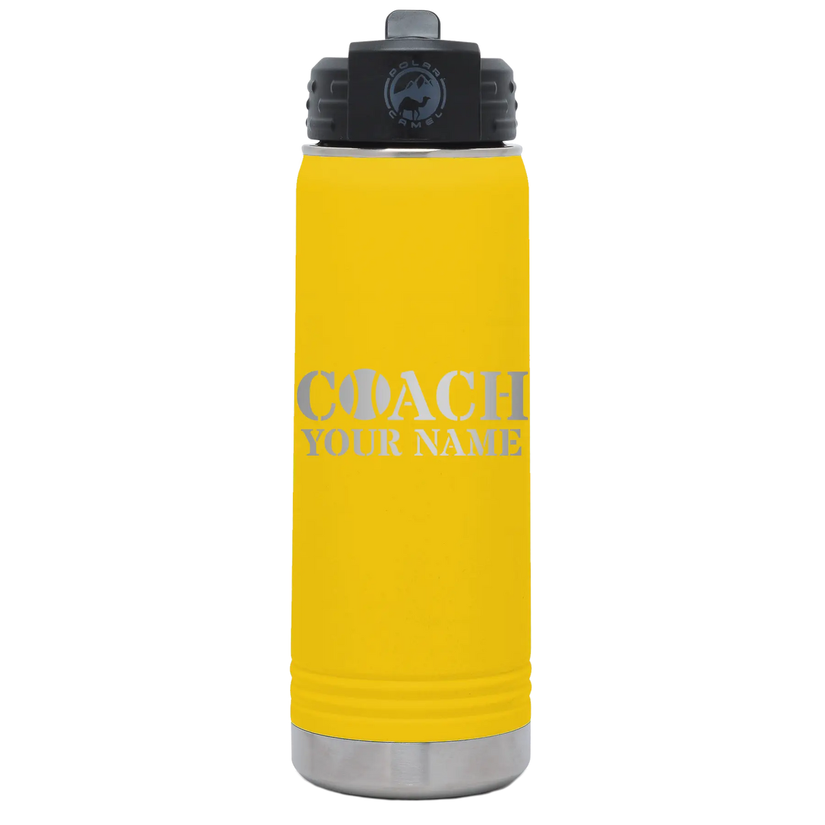 Personalized Coach Tennis 20 oz Water Bottle - Yellow | Iconic Imprint