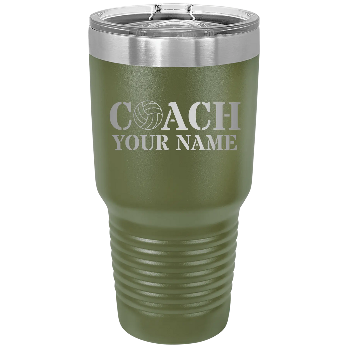 Personalized Coach Volleyball 30 oz Tumbler - Olive Green | Iconic Imprint
