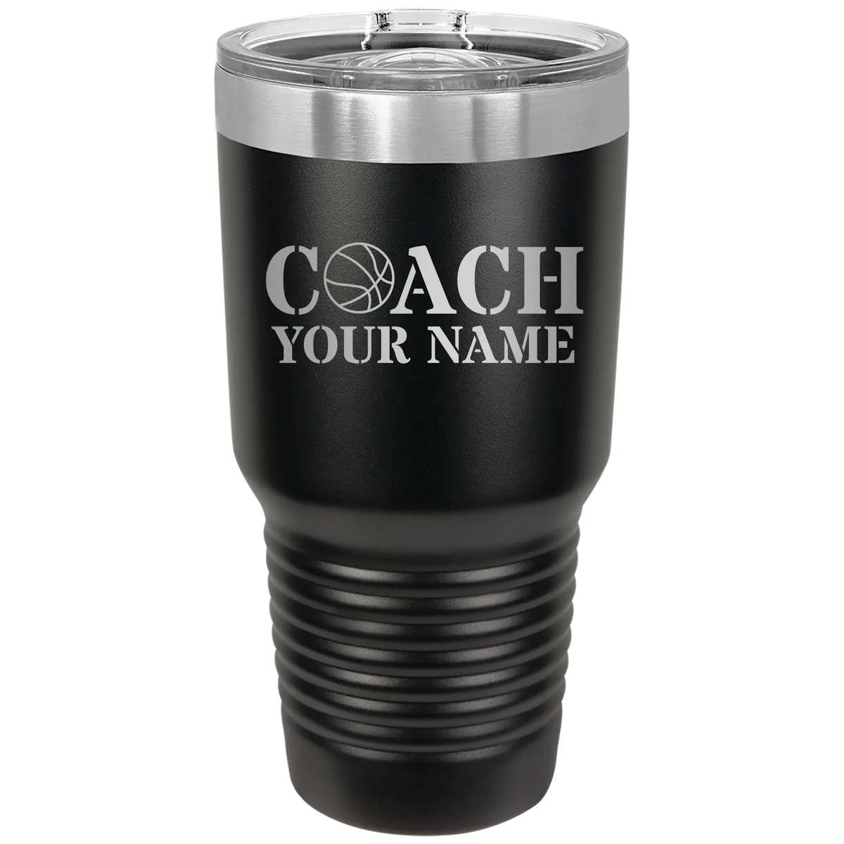 Personalized Coach Basketball 30 oz Tumbler - Black | Iconic Imprint