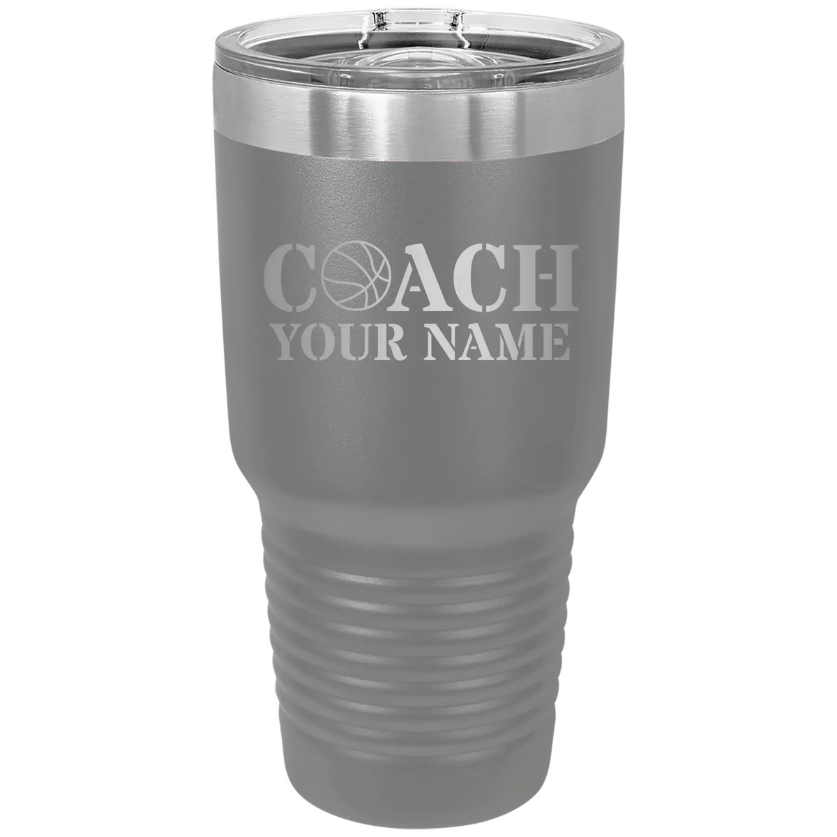 Personalized Coach Basketball 30 oz Tumbler - Dark Gray | Iconic Imprint