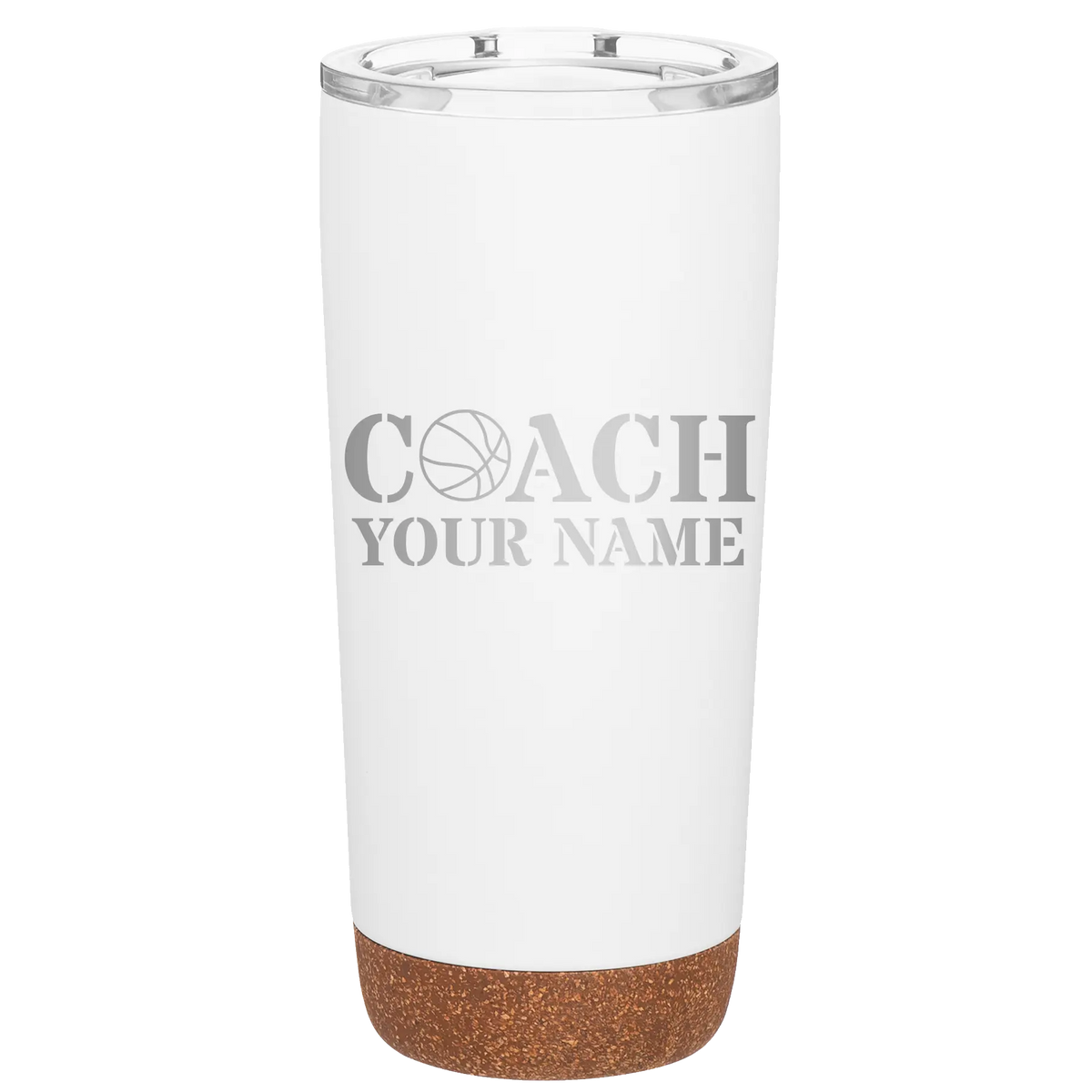 Personalized Coach Basketball 20 oz Tumbler - White | Iconic Imprint