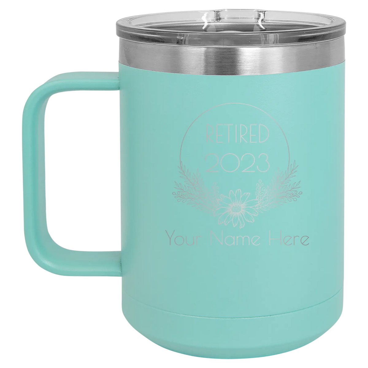 Personalized Retired Floral 15 oz Mug - Teal | Iconic Imprint