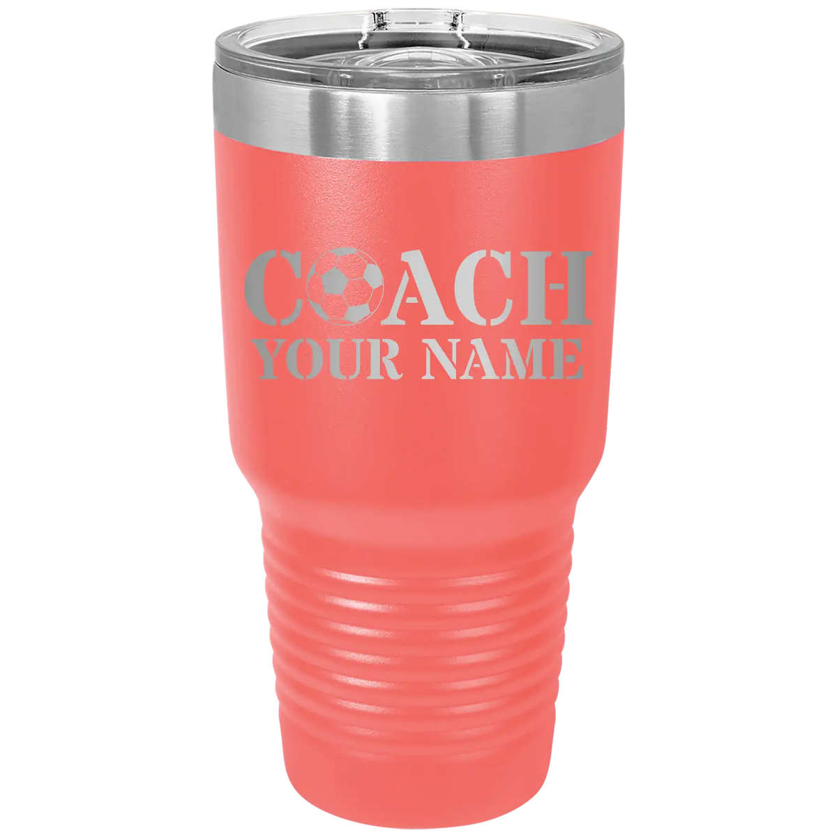 Personalized Soccer Coach 30 oz Tumbler - Coral | Iconic Imprint