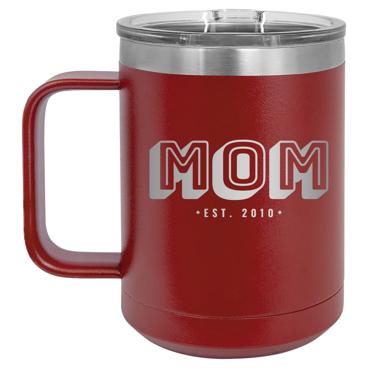 Personalized Mom Est 15 oz Mug - Maroon | Iconic Imprint