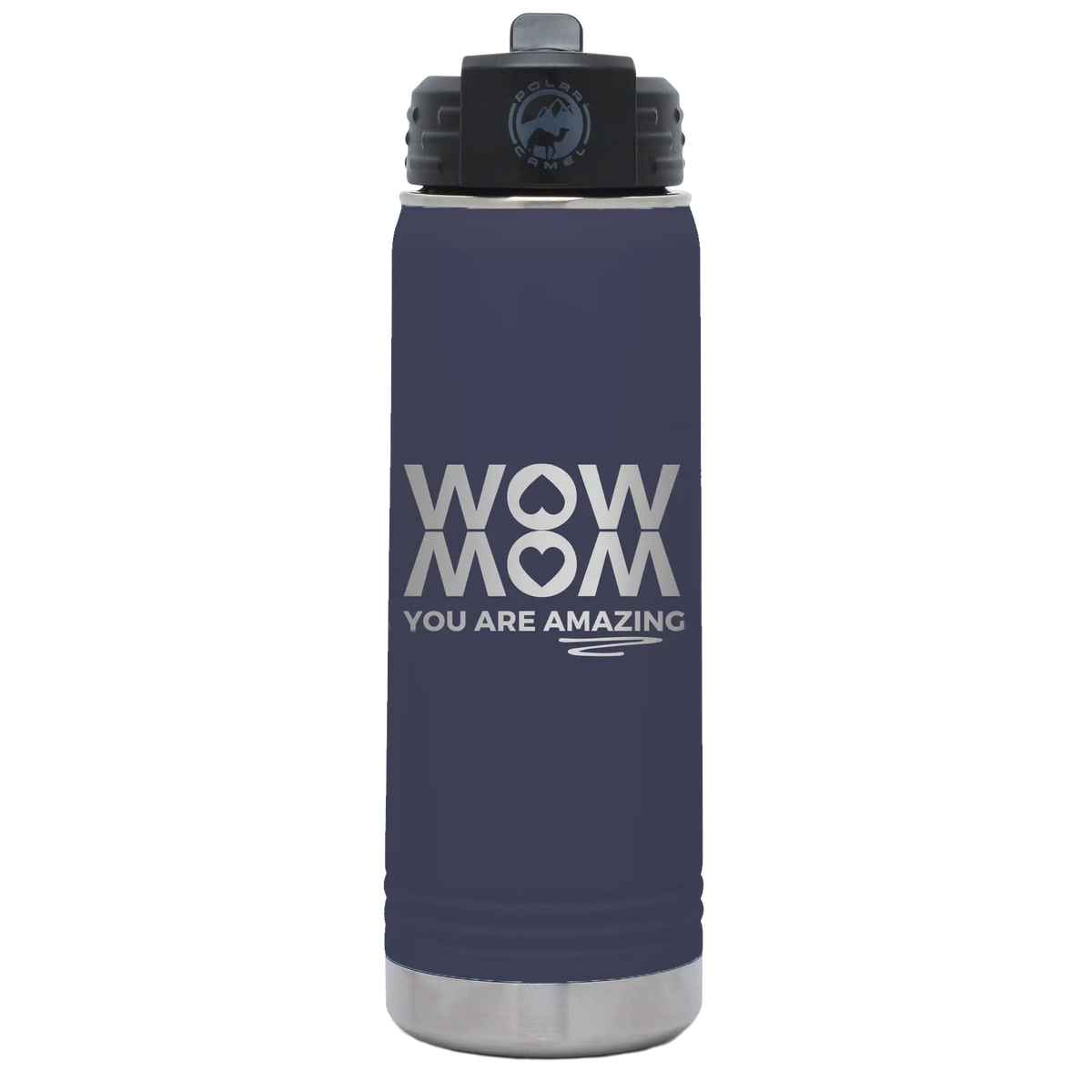 Personalized Wow Mom You Are Amazing 20 oz Water Bottle - Navy | Iconic ...