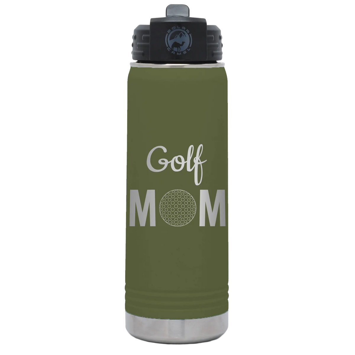Personalized Mom Golf2 20 oz Water Bottle - Olive Green | Iconic Imprint