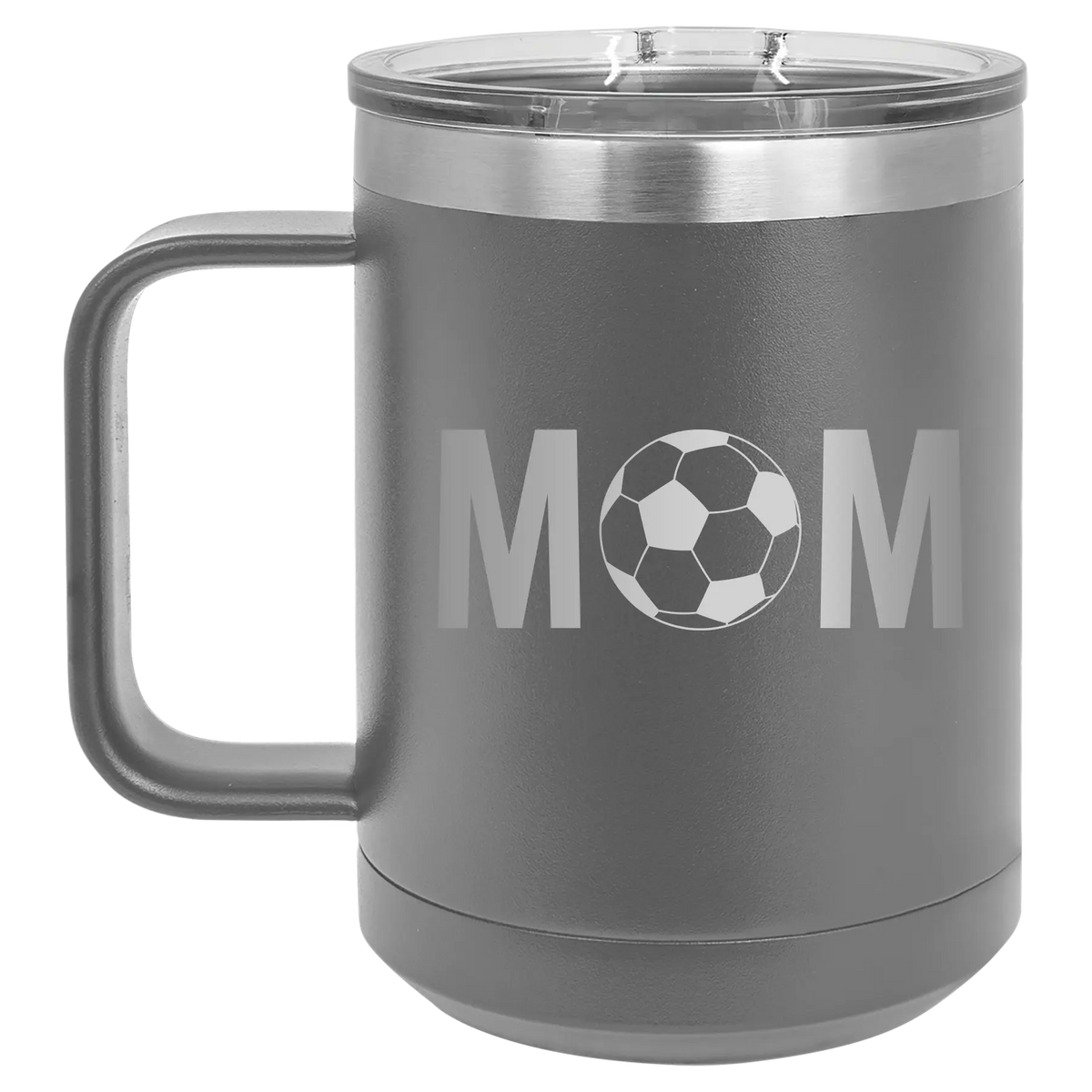 Personalized Mom Soccer 15 oz Mug - Dark Gray | Iconic Imprint