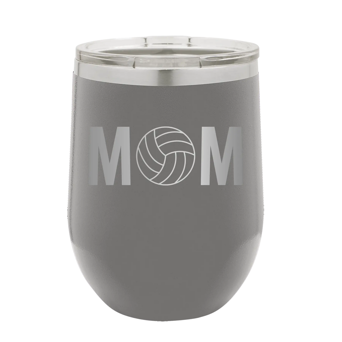 Personalized Mom Volleyball Wine Cup - Dark Gray | Iconic Imprint