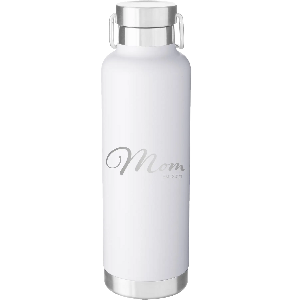 Personalized Mom Est 24 oz Water Bottle - White | Iconic Imprint