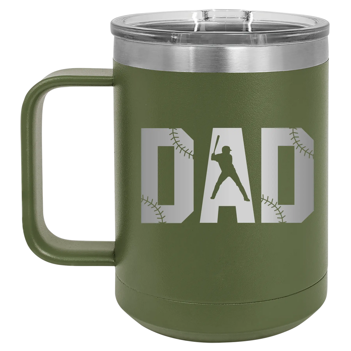 Personalized Baseball Dad 15 oz Mug - Olive Green | Iconic Imprint