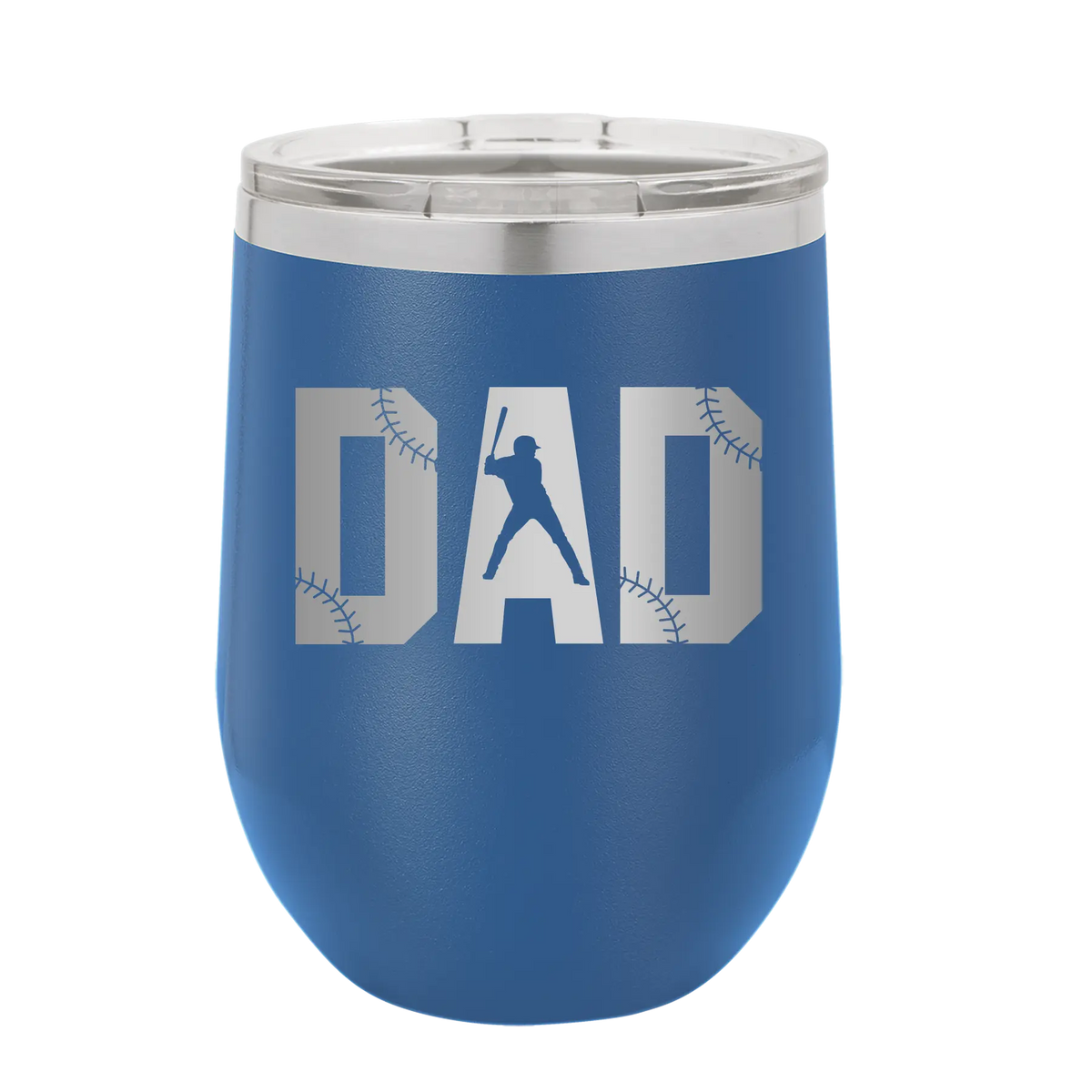Personalized Baseball Dad Wine Cup - Royal Blue | Iconic Imprint
