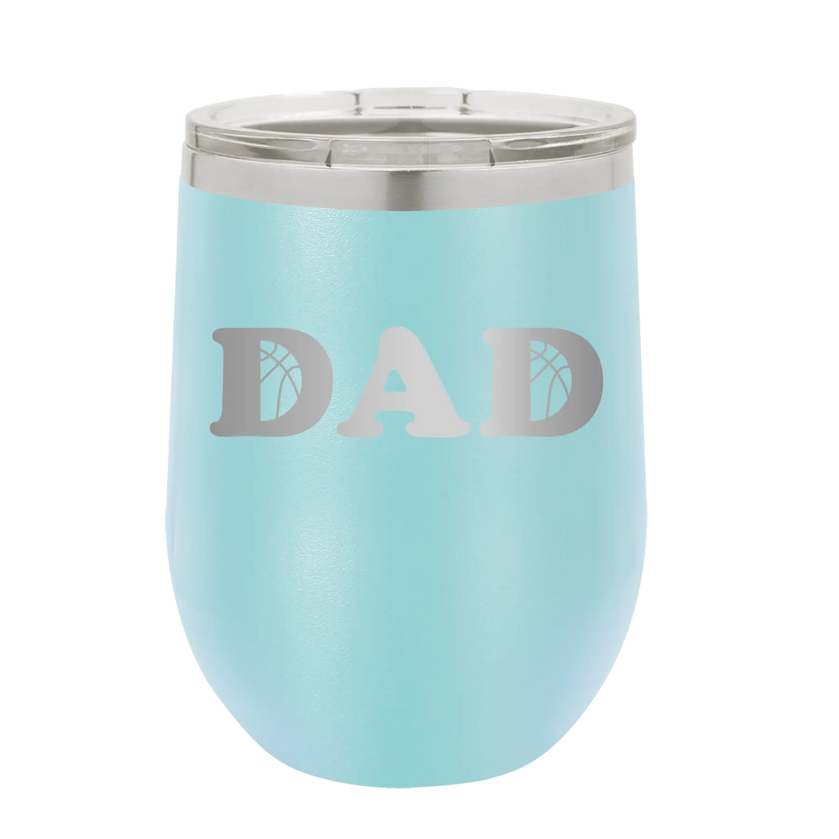 Personalized Basketball Dad Wine Cup - Light Blue | Iconic Imprint