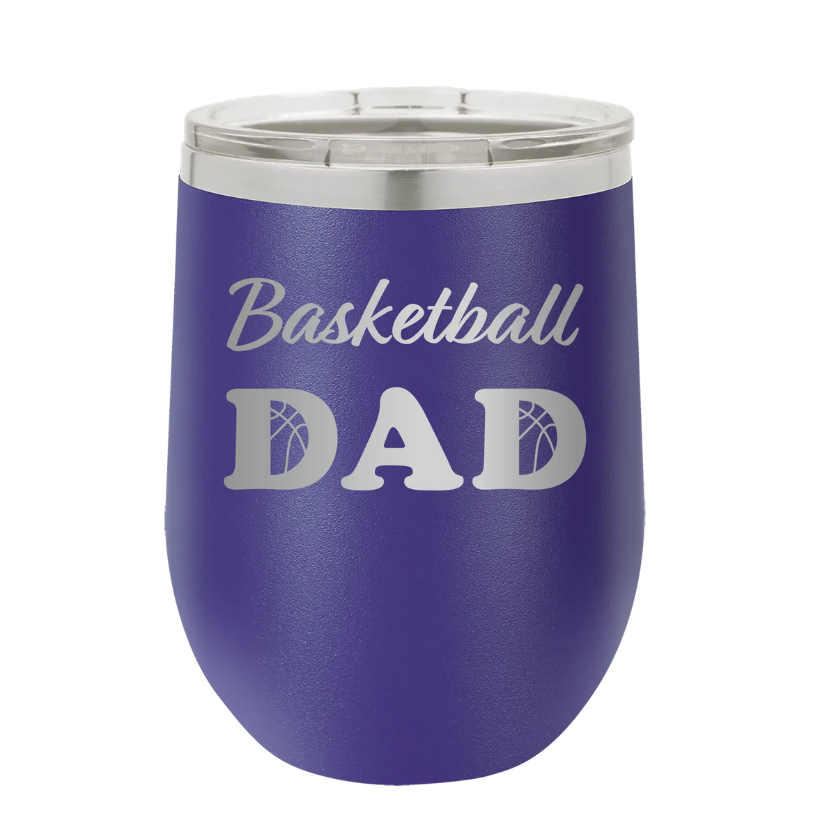 Personalized Basketball Dad2 Wine Cup - Purple | Iconic Imprint