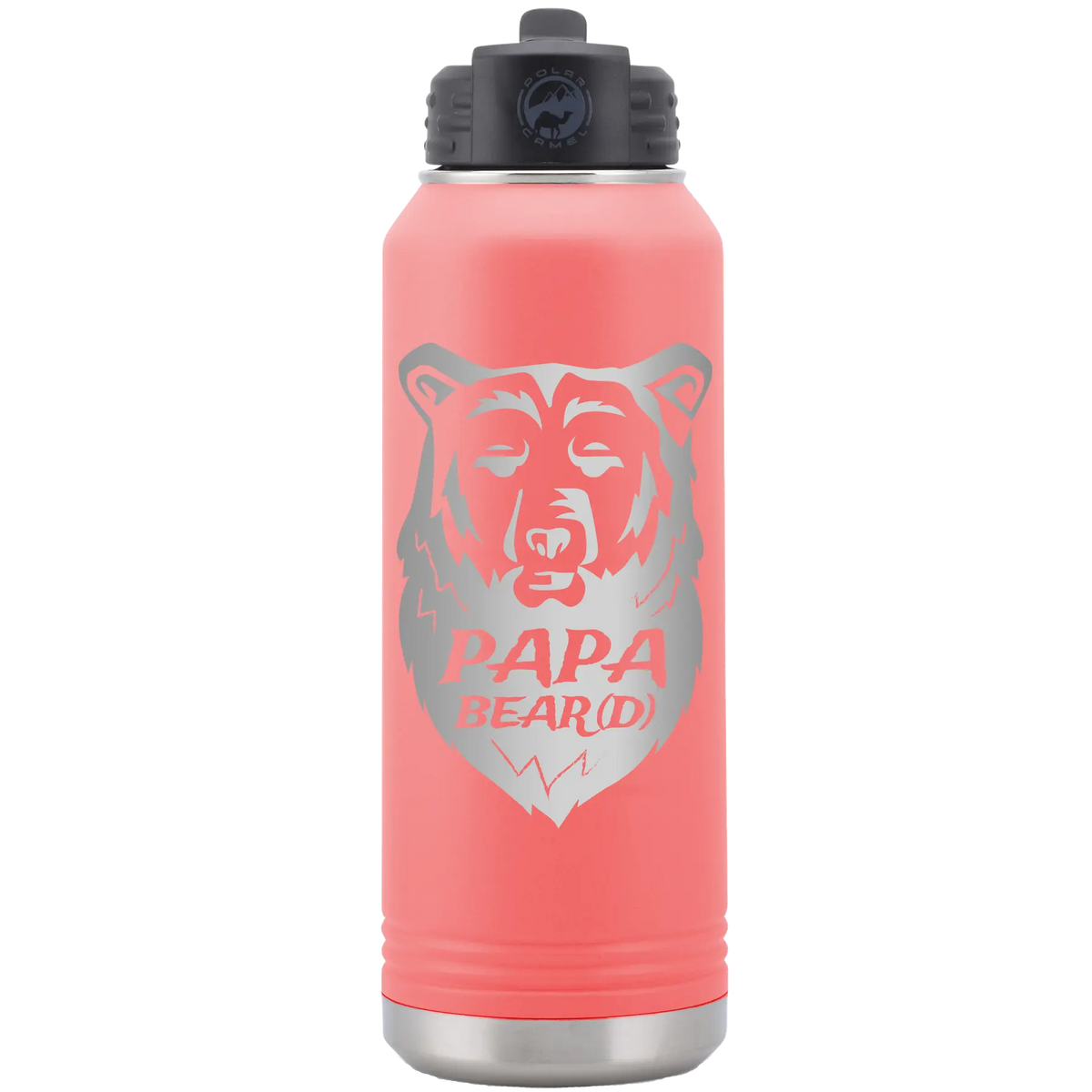 Personalized Papa Beard 32 oz Water Bottle - Coral | Iconic Imprint
