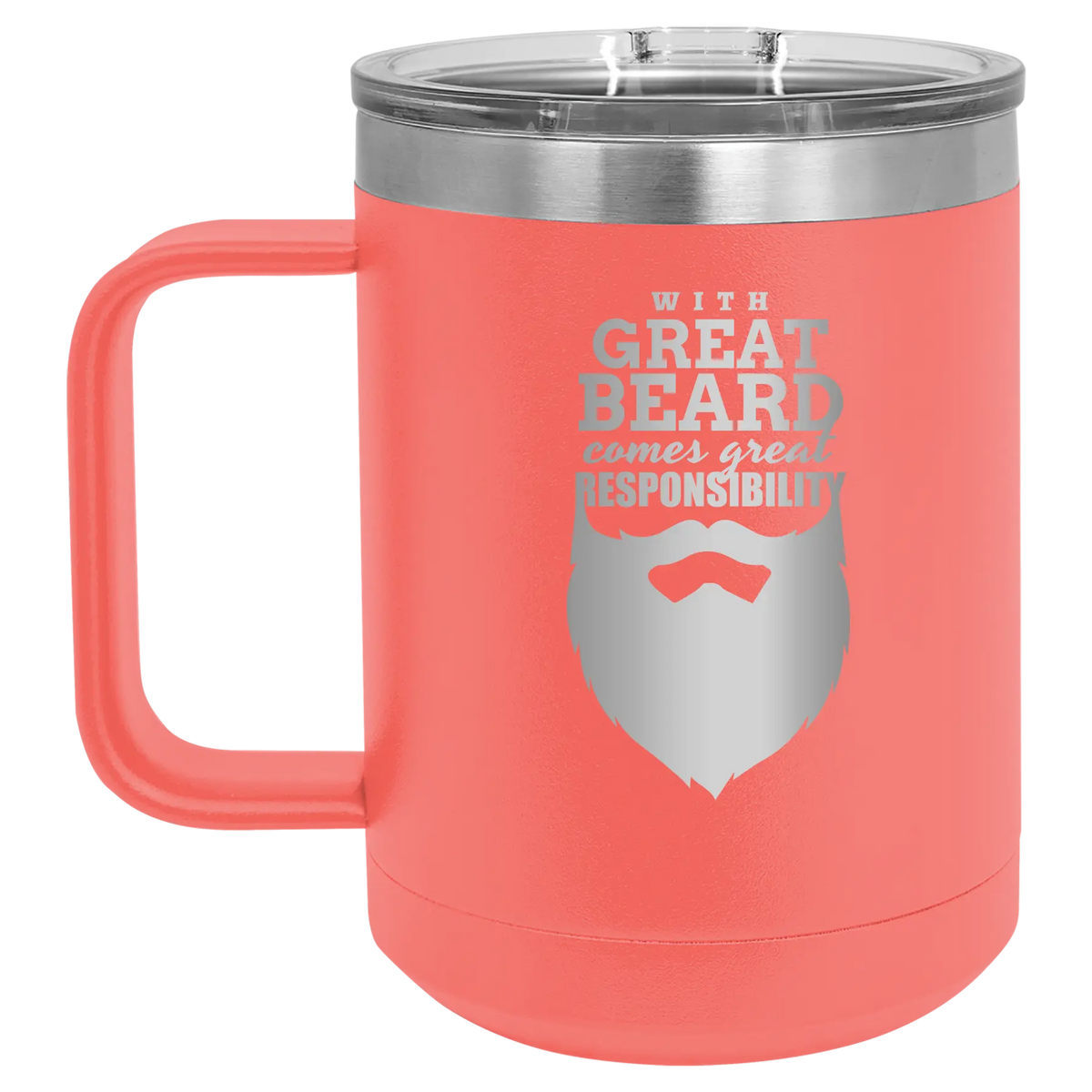 Personalized With Great Beard Comes Great Responsibility 15 oz Mug ...