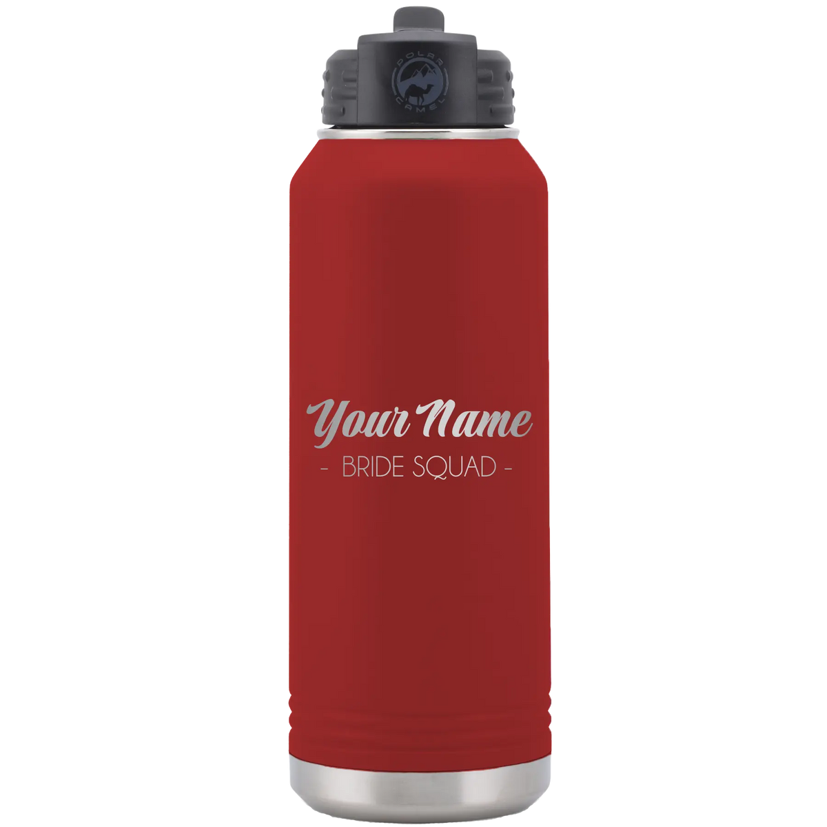 Personalized Bride Squad 32 oz Water Bottle - Maroon | Iconic Imprint