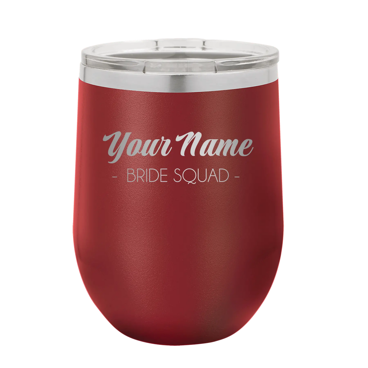 Personalized Bride Squad Wine Cup - Maroon | Iconic Imprint