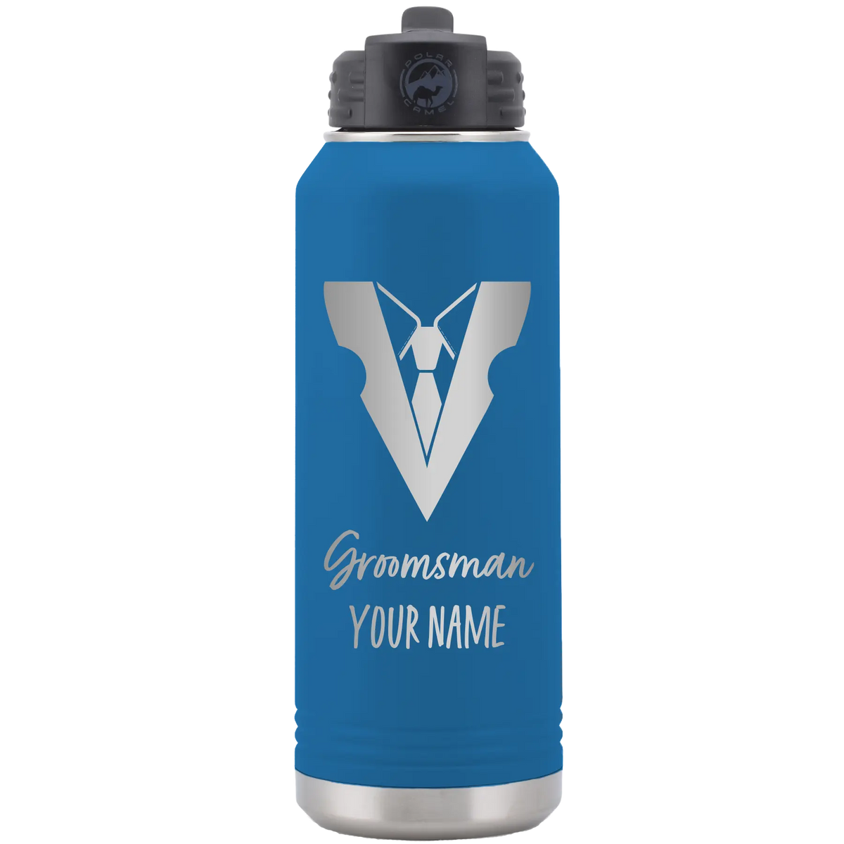 Personalized Groomsman with tux 32 oz Water Bottle - Royal Blue ...