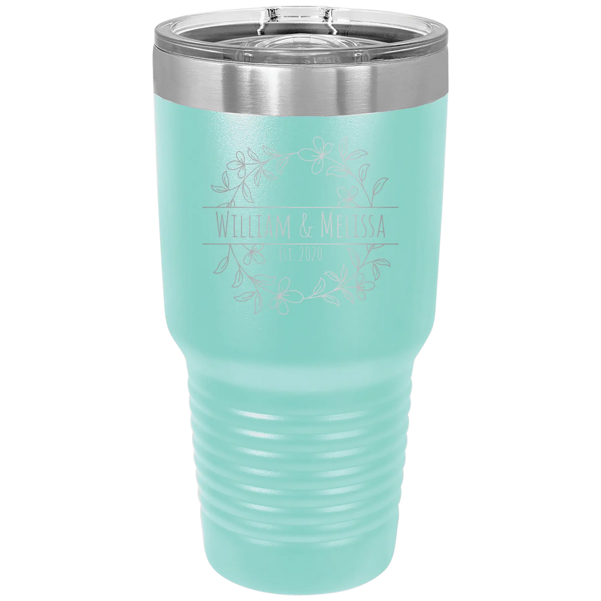 Personalized Names and est 30 oz Tumbler - Teal | Iconic Imprint