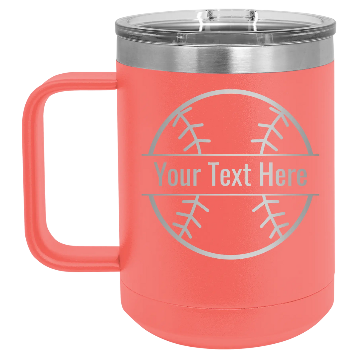 Personalized Baseball 15 oz Mug - Coral | Iconic Imprint