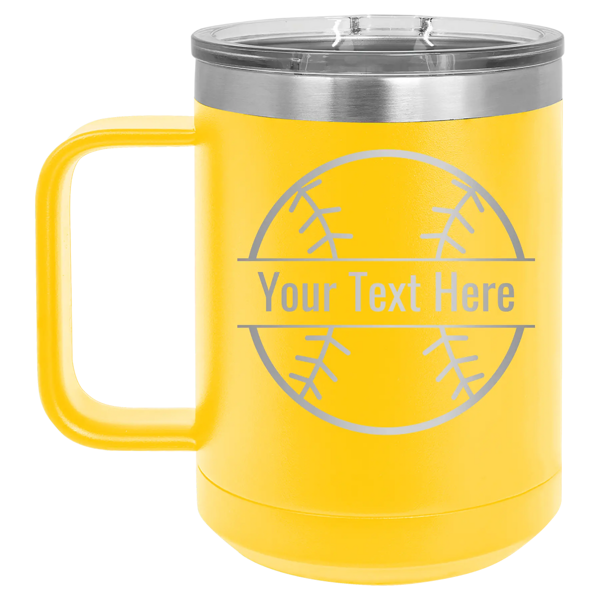 Personalized Baseball 15 oz Mug - Yellow | Iconic Imprint