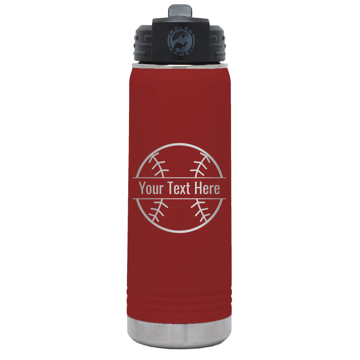 Personalized Baseball 20 oz Water Bottle - Maroon | Iconic Imprint