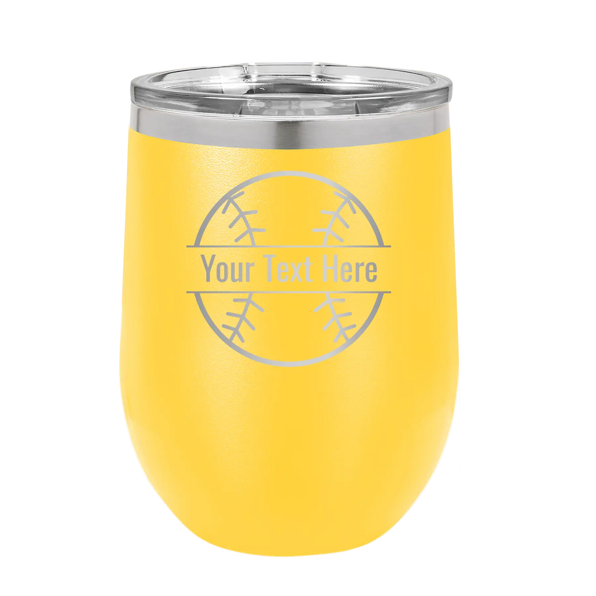 Personalized Baseball Wine Cup - Yellow | Iconic Imprint