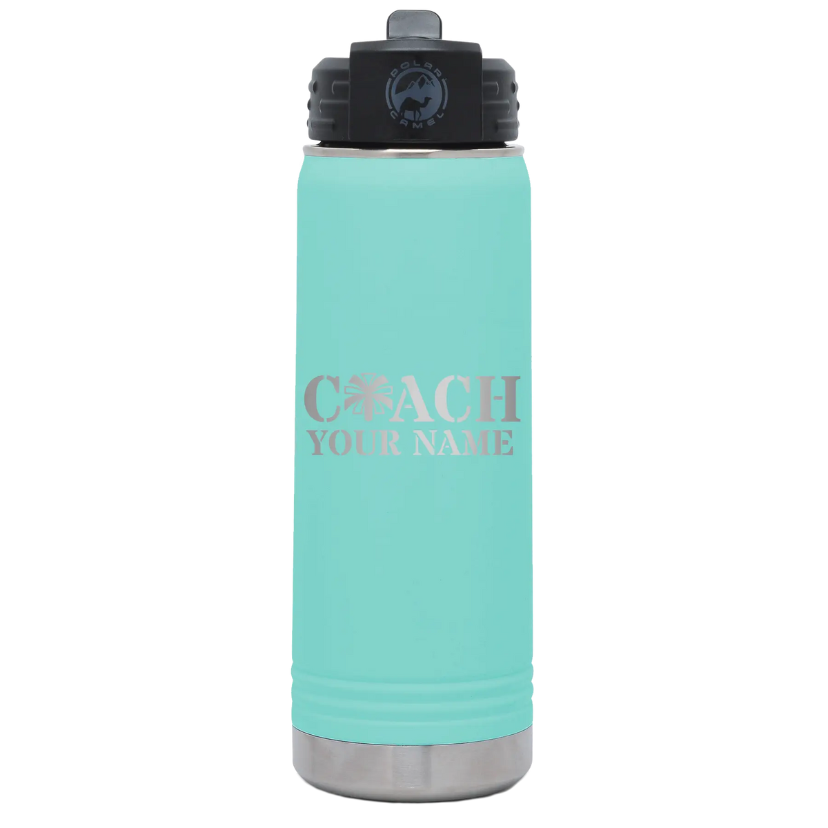 Personalized Coach Cheer 20 oz Water Bottle - Teal | Iconic Imprint