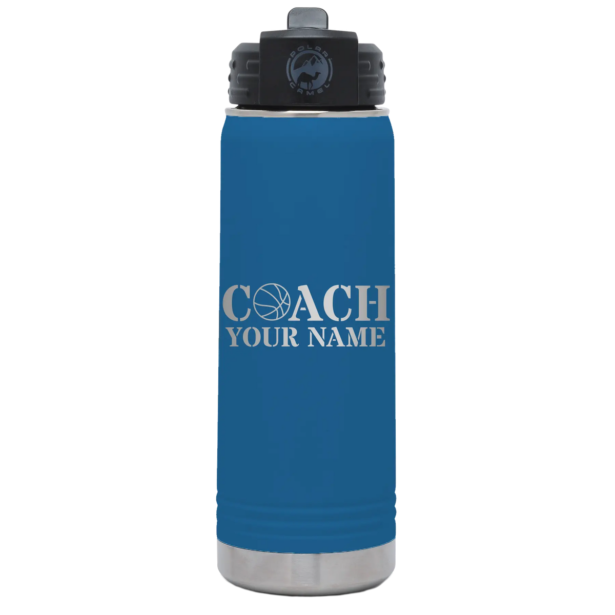 Personalized Coach Basketball 20 oz Water Bottle - Royal Blue | Iconic ...