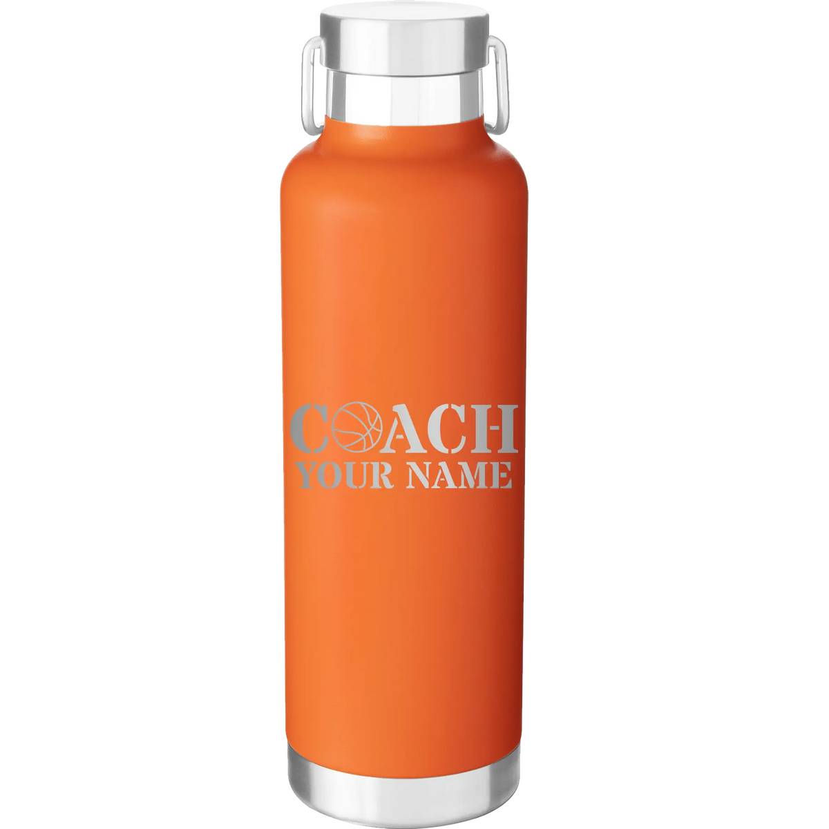 Personalized Coach Basketball 24 oz Water Bottle - Orange | Iconic Imprint