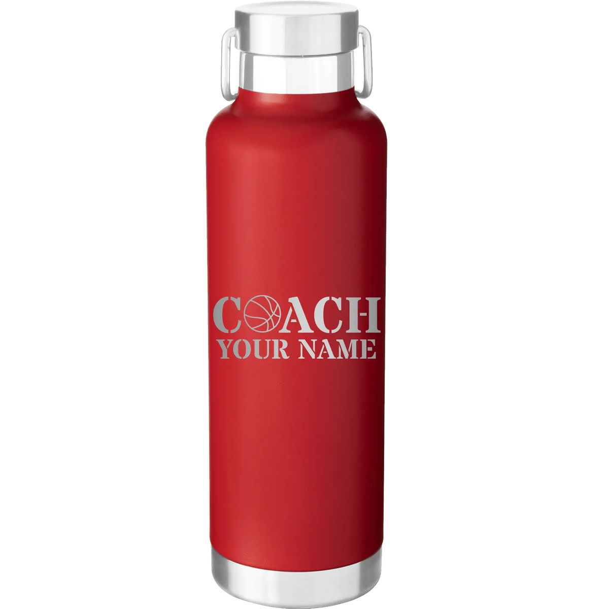 Personalized Coach Basketball 24 oz Water Bottle - Red | Iconic Imprint