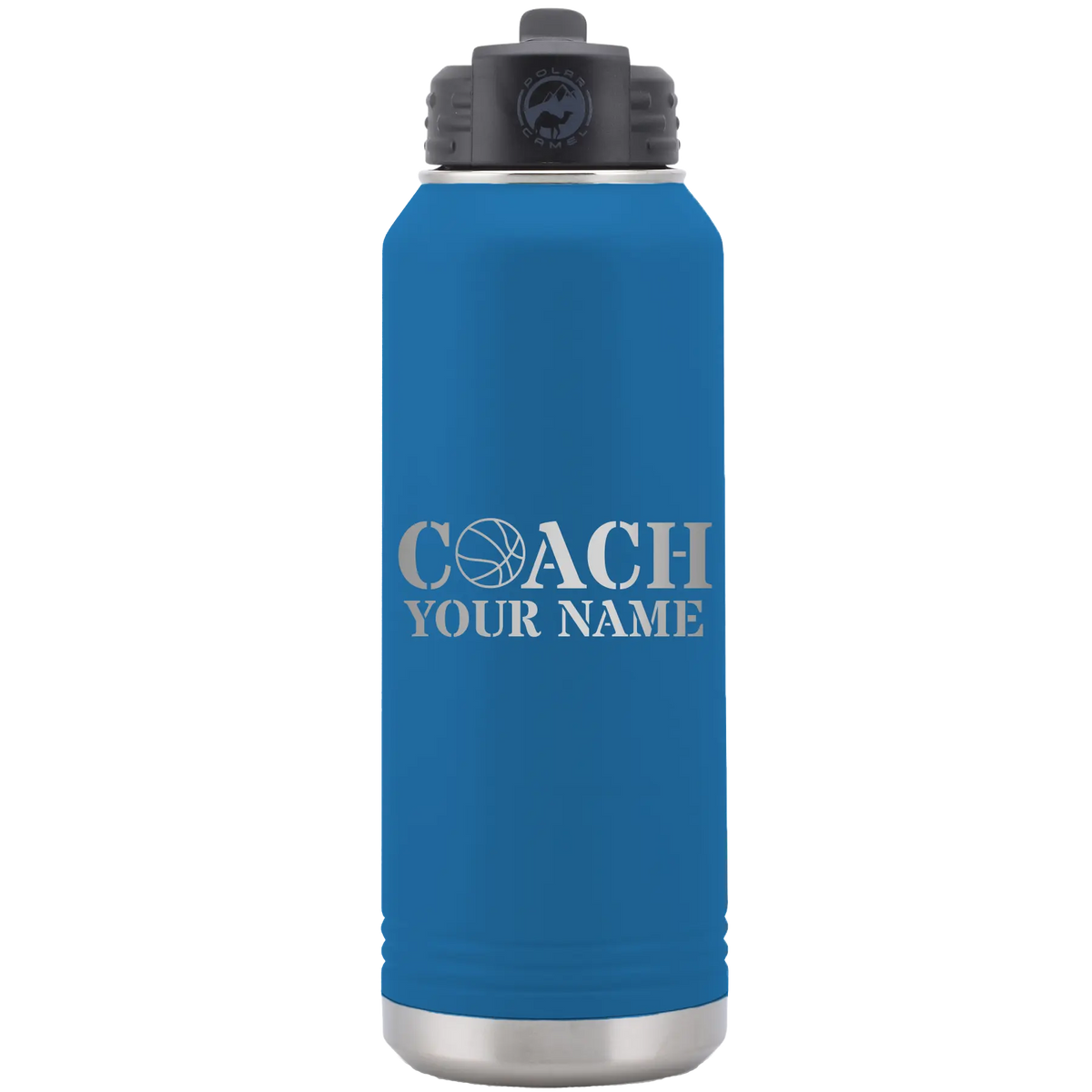 Personalized Coach Basketball 32 oz Water Bottle - Royal Blue | Iconic ...