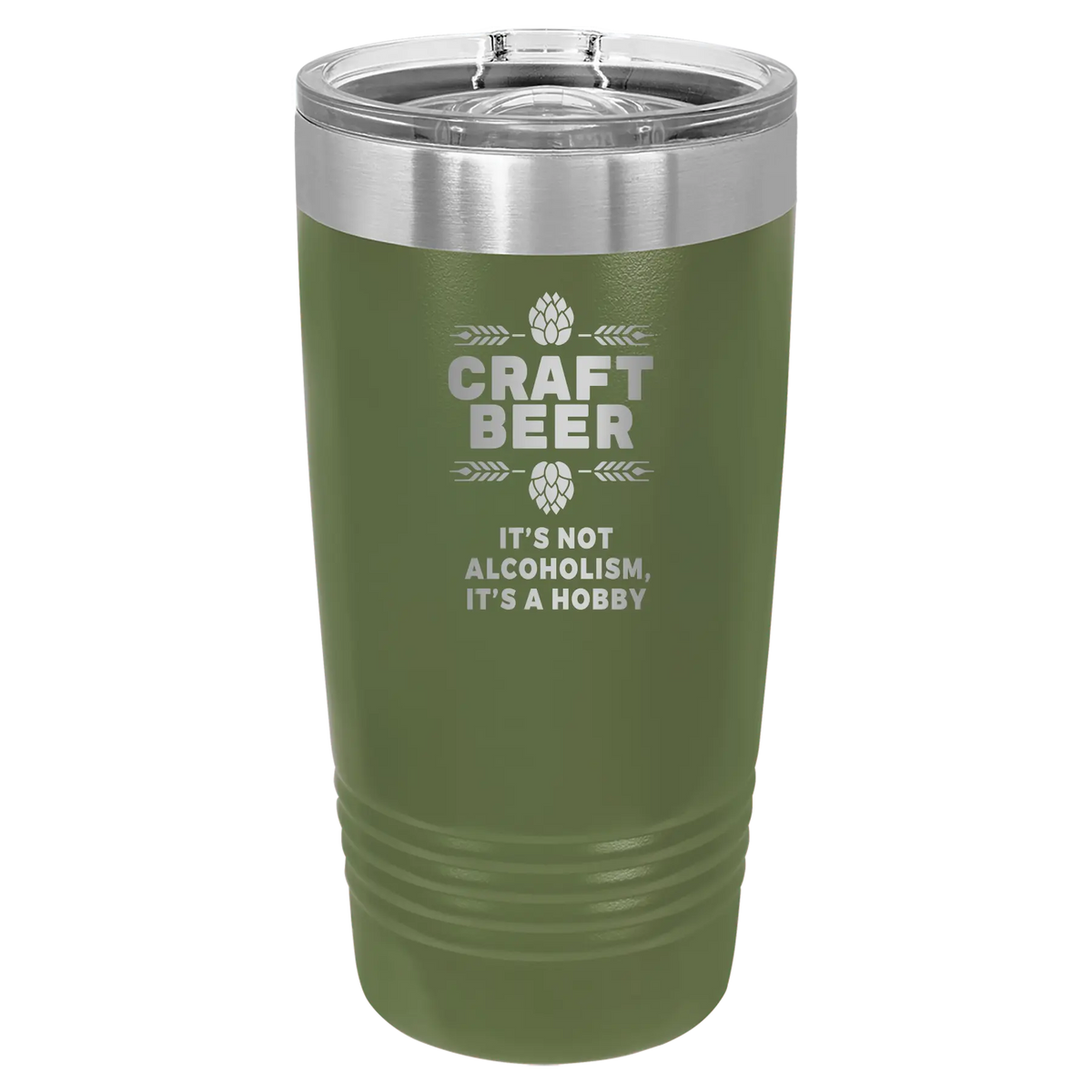 Personalized Craft Beer 20 oz Tumbler - Olive Green | Iconic Imprint