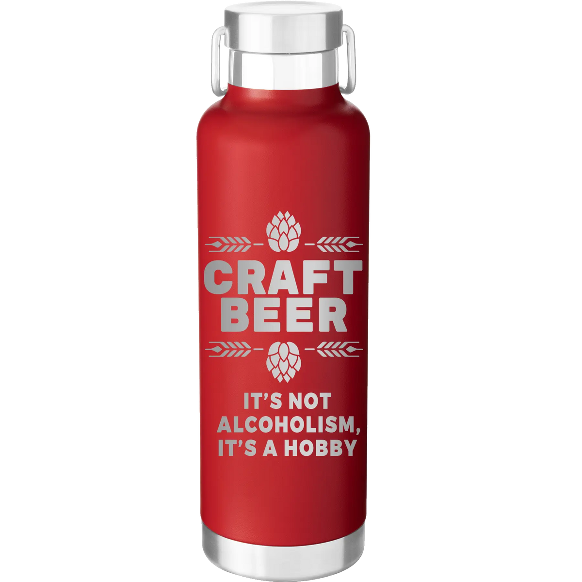Personalized Craft Beer 24 oz Water Bottle - Red | Iconic Imprint