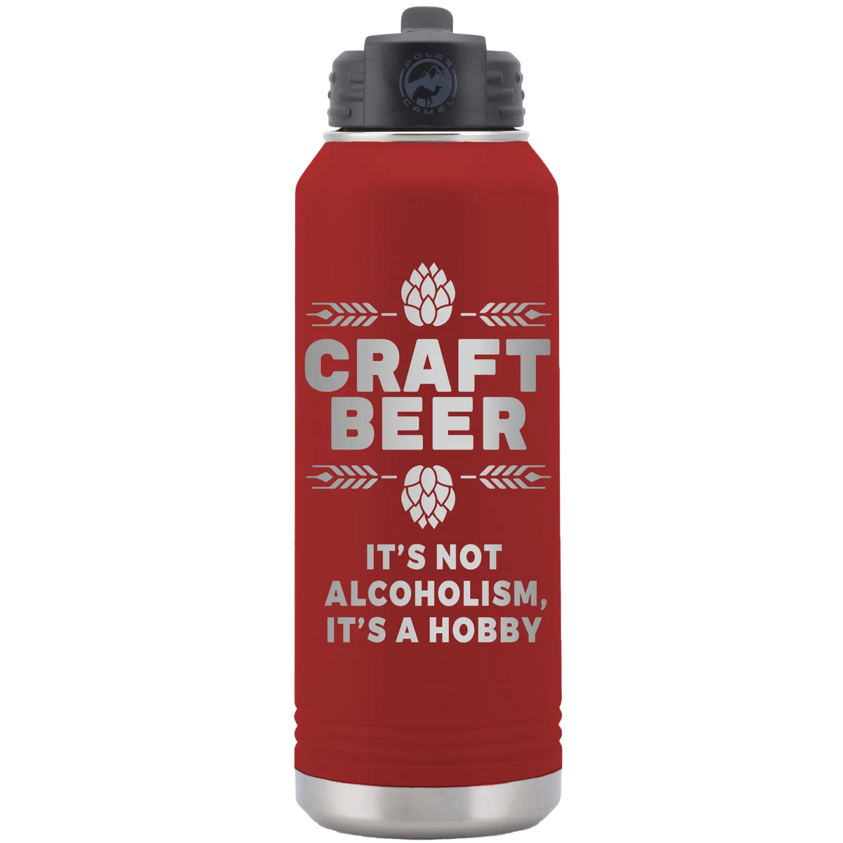 Personalized Craft Beer 32 oz Water Bottle - Maroon | Iconic Imprint