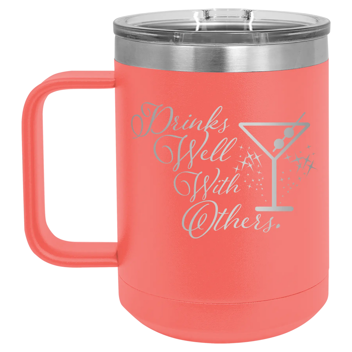 Personalized Drinks Well With Others 2 15 oz Mug - Coral | Iconic Imprint