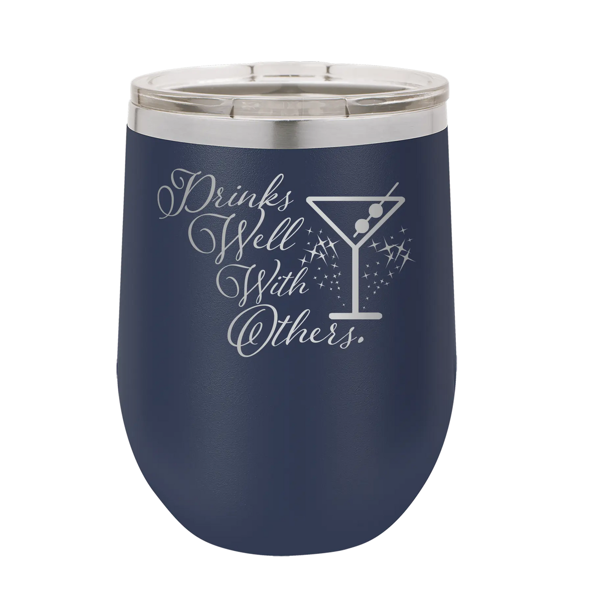 Personalized Drinks Well With Others 2 Wine Cup - Navy | Iconic Imprint