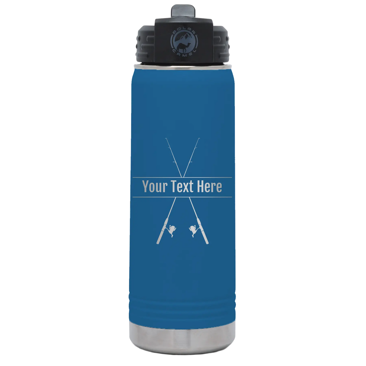 Personalized Fishing poles 20 oz Water Bottle - Royal Blue | Iconic Imprint