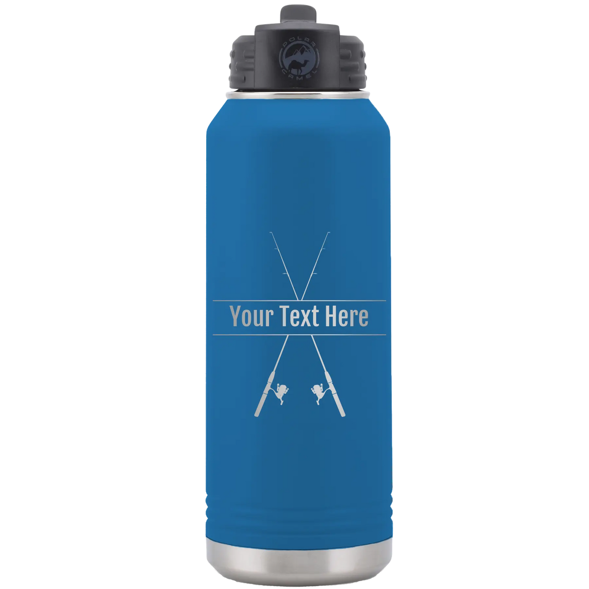 Personalized Fishing poles 32 oz Water Bottle - Royal Blue | Iconic Imprint