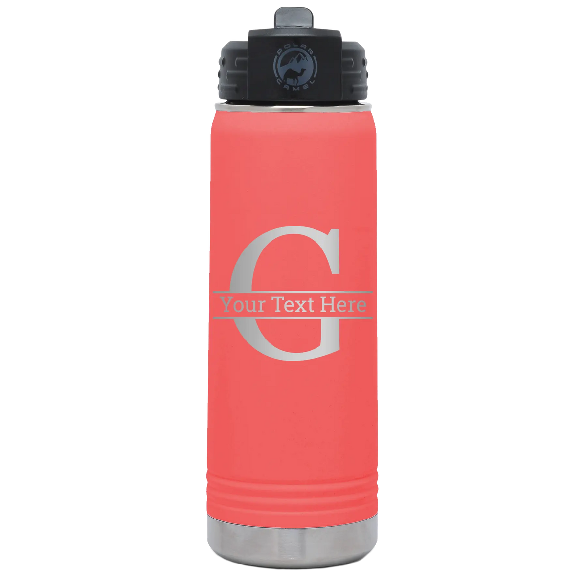 Personalized Monogram letter G 20 oz Water Bottle - Coral | Iconic Imprint