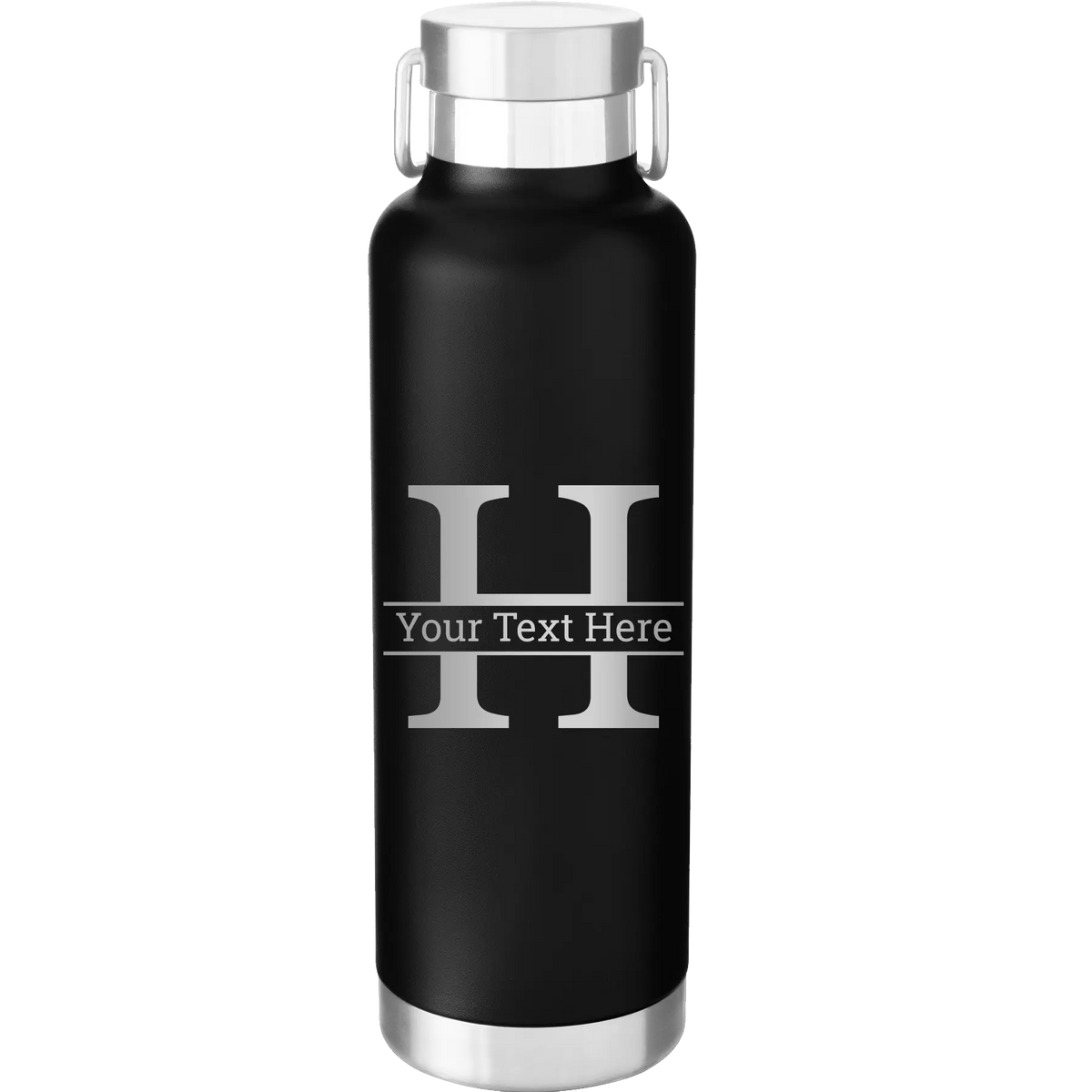 Personalized Monogram letter H 24 oz Water Bottle - Black | Iconic Imprint