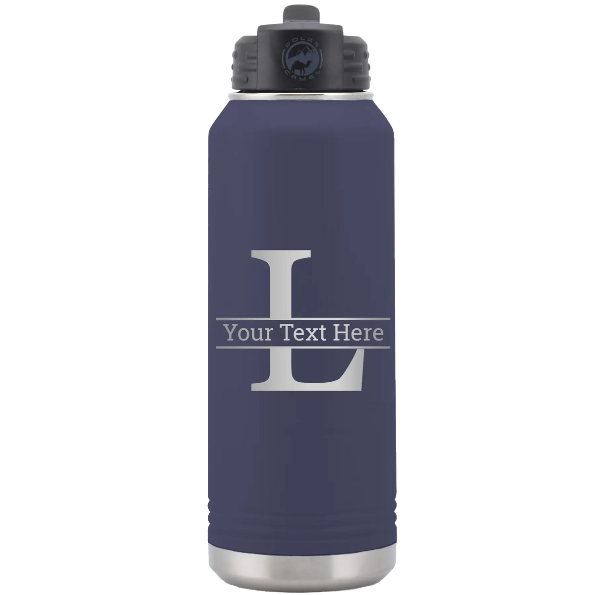 Personalized Monogram letter L 32 oz Water Bottle - Navy | Iconic Imprint