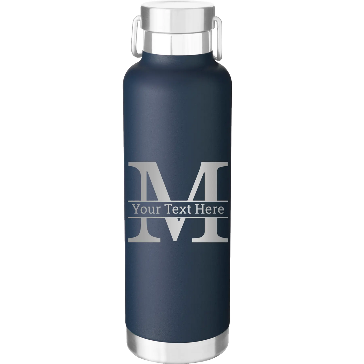 Personalized Monogram letter M 24 oz Water Bottle - Navy | Iconic Imprint