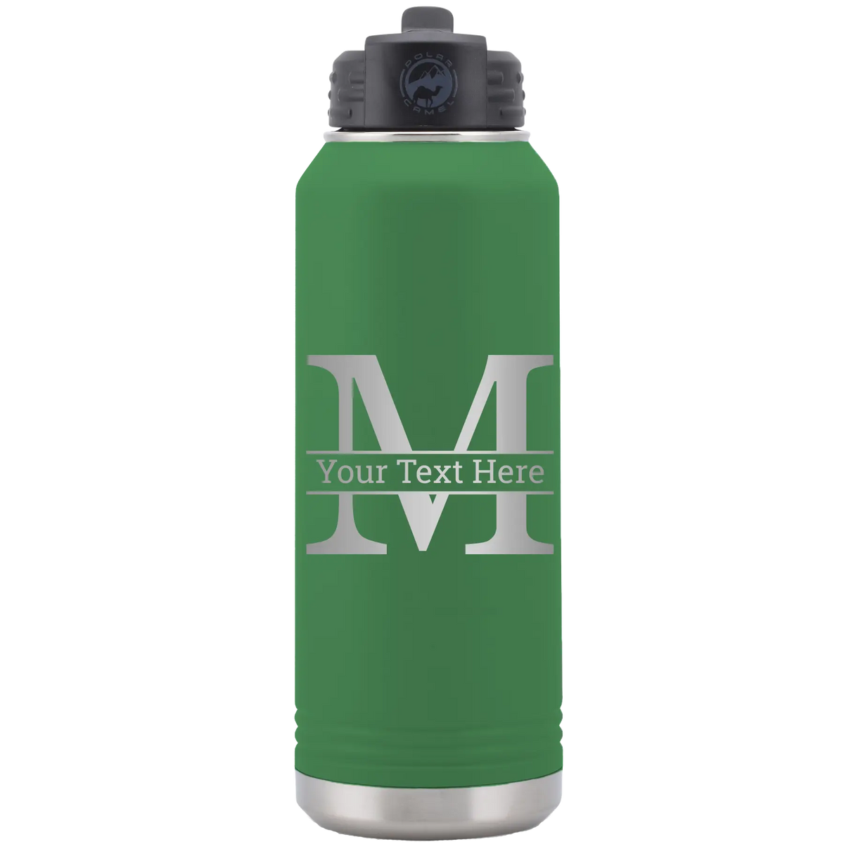 Personalized Monogram letter M 32 oz Water Bottle - Green | Iconic Imprint