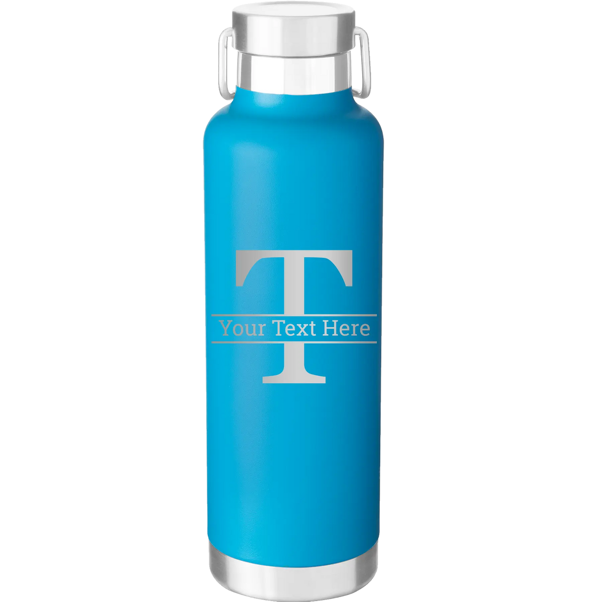Personalized Monogram letter T 24 oz Water Bottle - Aqua | Iconic Imprint